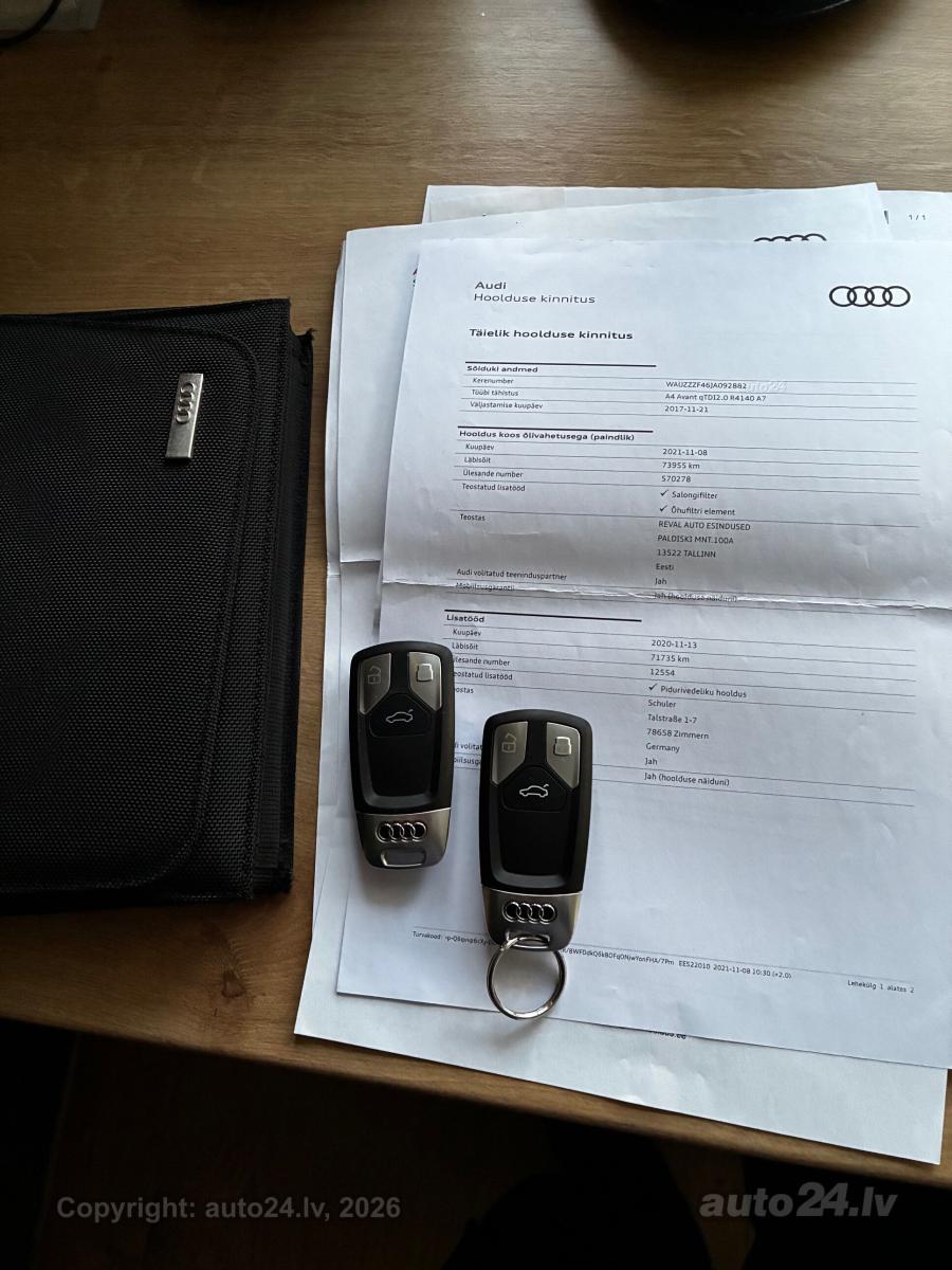 Black Audi A4 2017 in Tallinn, with an engine capacity of 2.00 L and mileage of 188 thousand km for 16300 €, photo 17 on AUTOMOTO.COM.LV