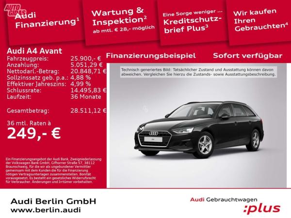 Melns Audi A4 2022 Kauņa, ar dzinēja tilpumu 2.00 L un nobraukumu 41 tūkst. km par 28925 €, foto 1 vietnē AUTOMOTO.COM.LV
