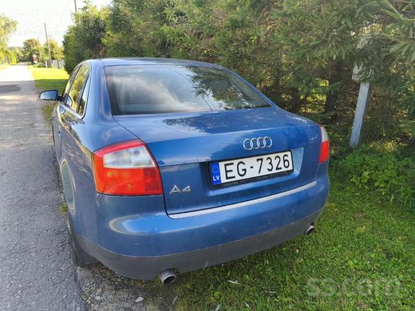 Blue Audi A4 2001 in Jelgava, with an engine capacity of 1.80 L and mileage of 273 thousand km for 1590 €, photo 3 on AUTOMOTO.COM.LV
