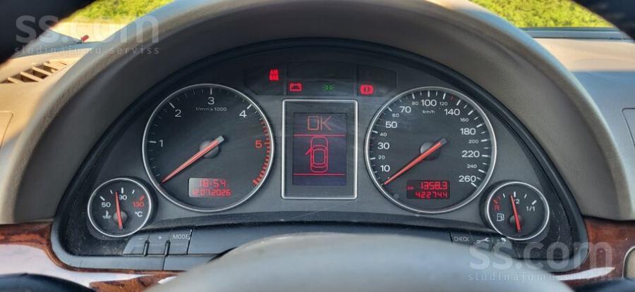 Blue Audi A4 2003 in Tukums, with an engine capacity of 1.90 L and mileage of 427 thousand km for 1300 €, photo 13 on AUTOMOTO.COM.LV