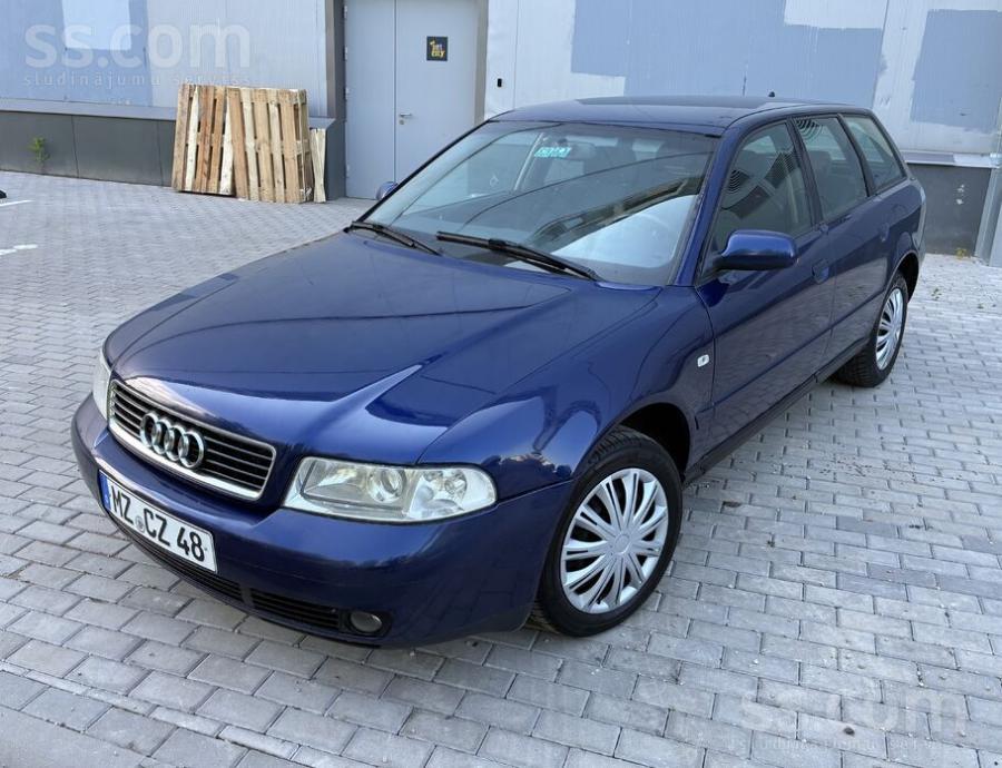 Blue Audi A4 1999 in Riga, with an engine capacity of 1.90 L and mileage of 375 thousand km for 2550 €, photo 1 on AUTOMOTO.COM.LV