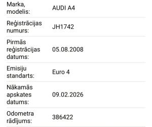 Синий Ауди А4 2008 в Рига, объемом двигателя 2.00 л и пробегом 386 тыс. км за 4490 €, фото 26 на AUTOMOTO.COM.LV
