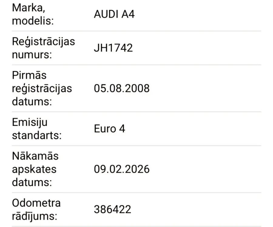 Синий Ауди А4 2008 в Рига, объемом двигателя 2.00 л и пробегом 386 тыс. км за 4490 €, фото 26 на AUTOMOTO.COM.LV