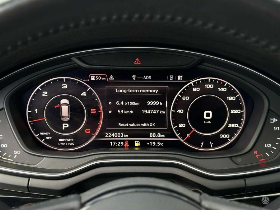 Blue Audi A4 2017 in Vilnius, with an engine capacity of 2.97 L and mileage of 224 thousand km for 15590 €, photo 18 on AUTOMOTO.COM.LV