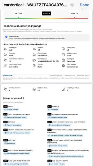 Brown Audi A4 2016 in Prienai, with an engine capacity of 2.00 L and mileage of 257 thousand km for 11700 €, photo 35 on AUTOMOTO.COM.LV