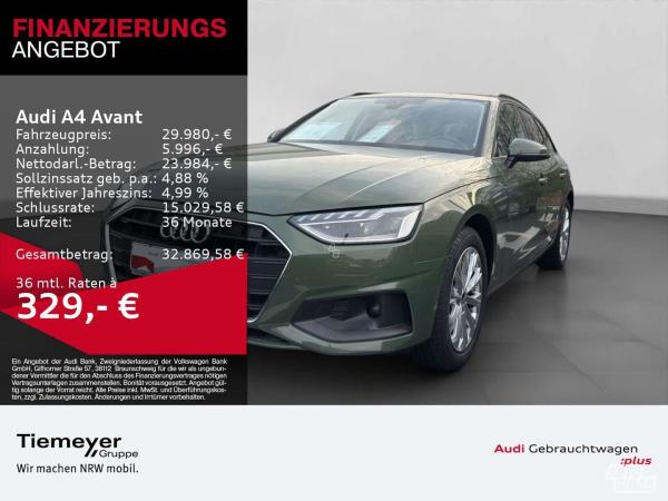 Green Audi A4 2024 in Kaunas, with an engine capacity of 2.00 L and mileage of 39 thousand km for 33197 €, photo 1 on AUTOMOTO.COM.LV