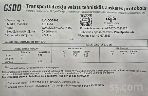 Серый Ауди А4 2002 в Бауска, объемом двигателя 3.00 л и пробегом 273 тыс. км за 2950 €, фото 6 на AUTOMOTO.COM.LV