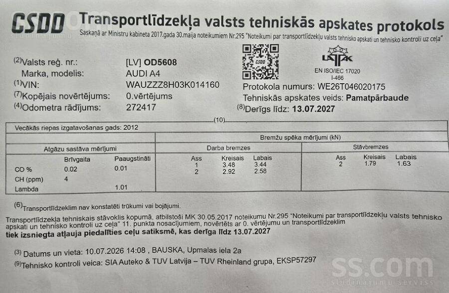 Серый Ауди А4 2002 в Бауска, объемом двигателя 3.00 л и пробегом 273 тыс. км за 2950 €, фото 7 на AUTOMOTO.COM.LV