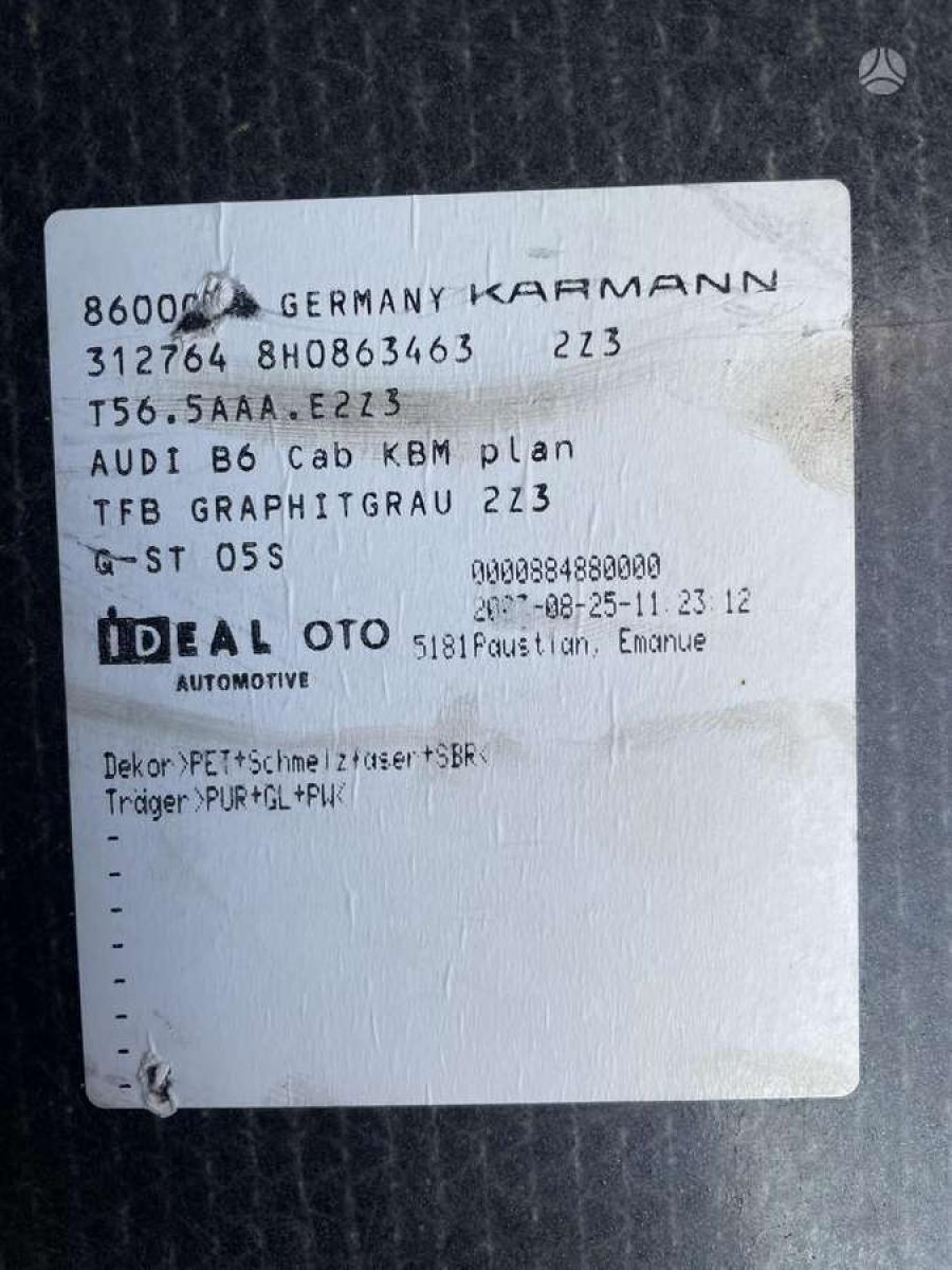 Pelēks Audi A4 2003 Viļņa, ar dzinēja tilpumu 2.39 L un nobraukumu 209 tūkst. km par 3000 €, foto 20 vietnē AUTOMOTO.COM.LV