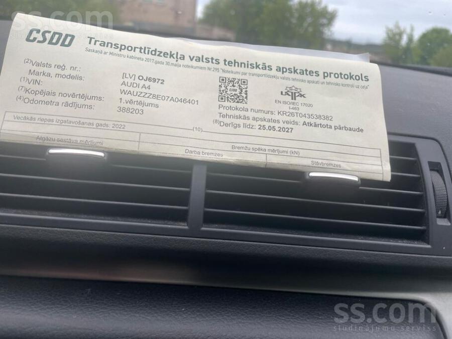 Grey Audi A4 2006 in Kraslava, with an engine capacity of 1.90 L and mileage of 380 thousand km for 2250 €, photo 7 on AUTOMOTO.COM.LV