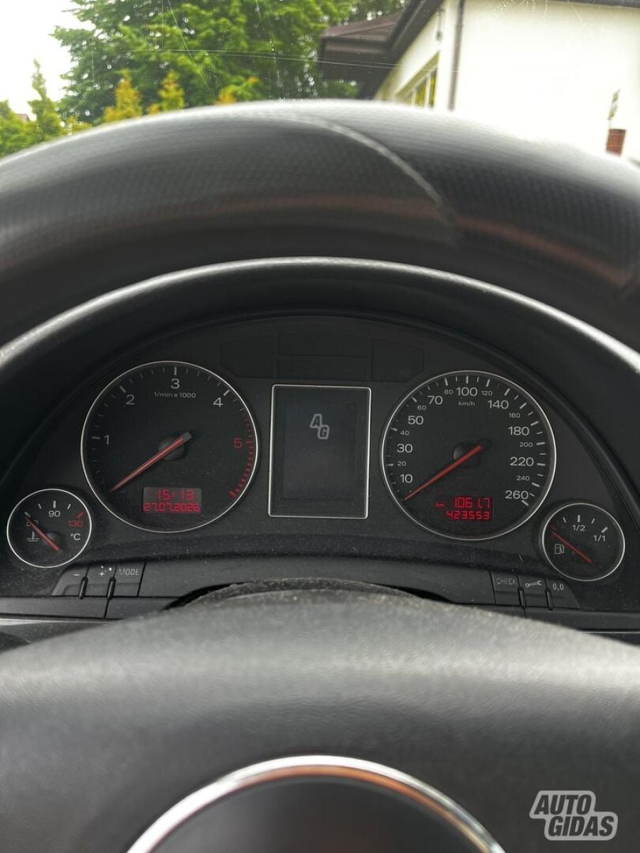 Pelēks Audi A4 2003 Telšiai, ar dzinēja tilpumu 1.90 L un nobraukumu 424 tūkst. km par 1500 €, foto 16 vietnē AUTOMOTO.COM.LV