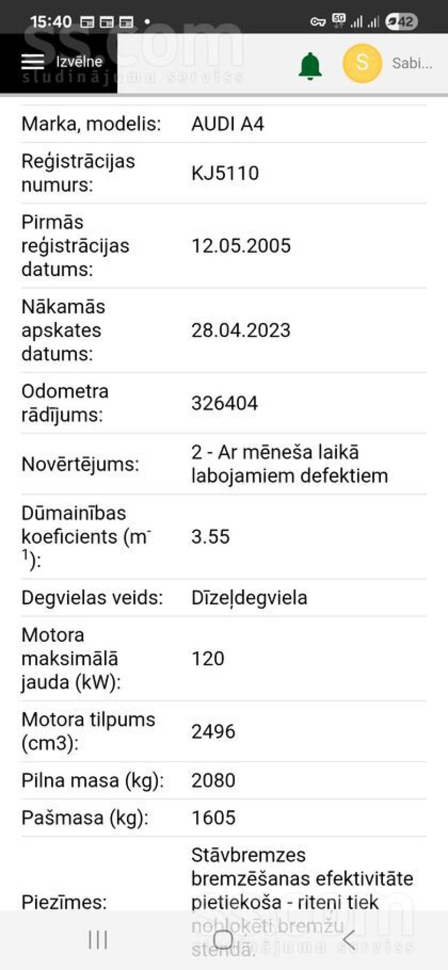 Pelēks Audi A4 2005 Rīga, ar dzinēja tilpumu 2.50 L un nobraukumu 0 tūkst. km par 790 €, foto 17 vietnē AUTOMOTO.COM.LV