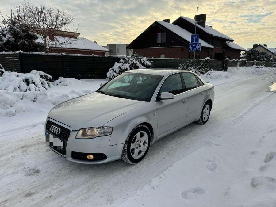 Grey Audi A4 2007 in Klaipeda, with an engine capacity of 1.90 L and mileage of 213 thousand km for 2150 €, photo 1 on AUTOMOTO.COM.LV