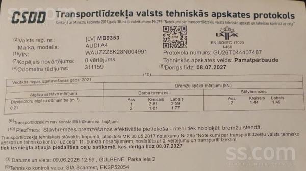 Серый Ауди А4 2008 в Гулбене, объемом двигателя 2.70 л и пробегом 311 тыс. км за 4999 €, фото 9 на AUTOMOTO.COM.LV