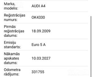 Grey Audi A4 2009 in Riga, with an engine capacity of 2.00 L and mileage of 332 thousand km for 3990 €, photo 22 on AUTOMOTO.COM.LV