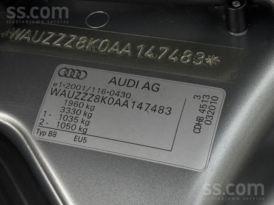 Grey Audi A4 2009 in Jurmala, with an engine capacity of 1.80 L and mileage of 0 thousand km for 5990 €, photo 30 on AUTOMOTO.COM.LV