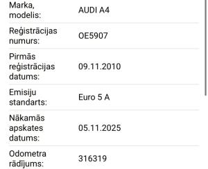 Pelēks Audi A4 2010 Rīga, ar dzinēja tilpumu 2.00 L un nobraukumu 316 tūkst. km par 5390 €, foto 32 vietnē AUTOMOTO.COM.LV
