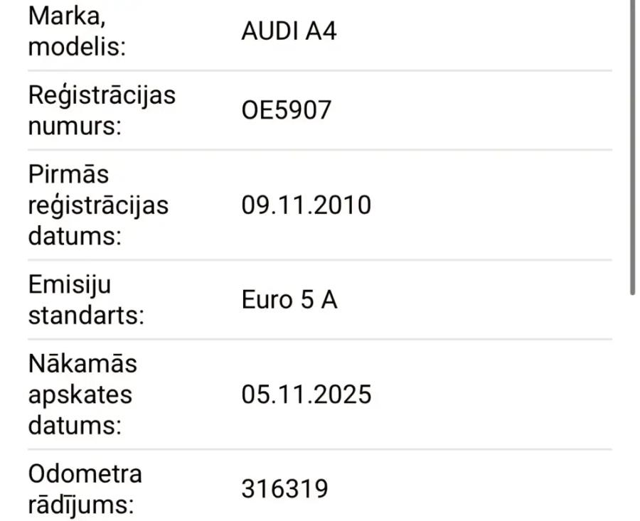 Pelēks Audi A4 2010 Rīga, ar dzinēja tilpumu 2.00 L un nobraukumu 316 tūkst. km par 5390 €, foto 32 vietnē AUTOMOTO.COM.LV