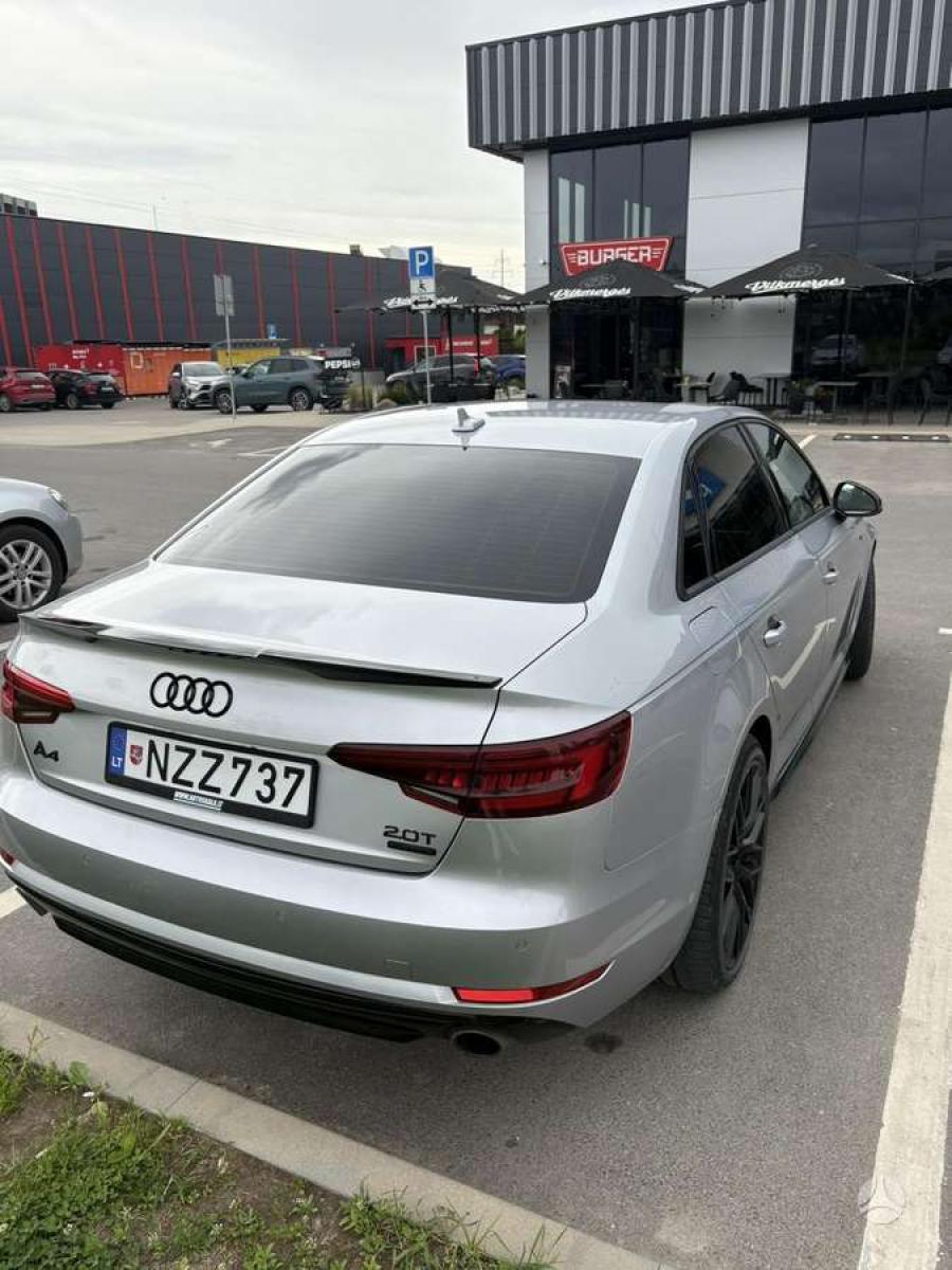 Grey Audi A4 2017 in Vilnius, with an engine capacity of 2.00 L and mileage of 115 thousand km for 16900 €, photo 1 on AUTOMOTO.COM.LV