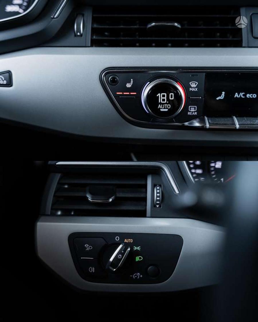 Grey Audi A4 2019 in Vilnius, with an engine capacity of 1.98 L and mileage of 99 thousand km for 23999 €, photo 21 on AUTOMOTO.COM.LV