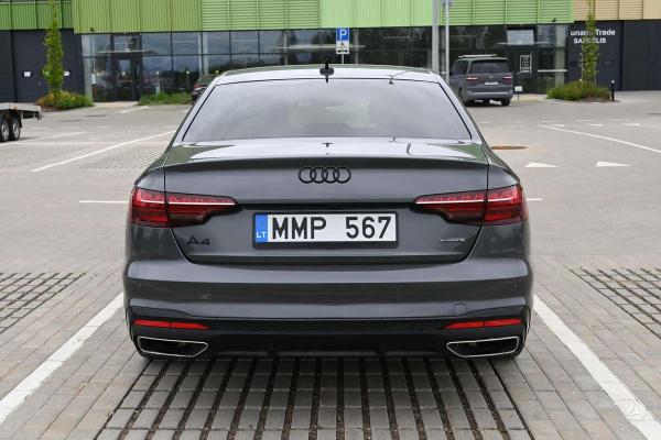 Grey Audi A4 2021 in Vilnius, with an engine capacity of 1.98 L and mileage of 72 thousand km for 24450 €, photo 6 on AUTOMOTO.COM.LV
