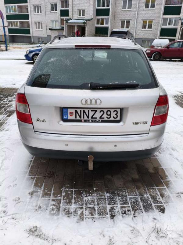 Grey Audi A4 2002 in Vilnius, with an engine capacity of 1.90 L and mileage of 395 thousand km for 1650 €, photo 3 on AUTOMOTO.COM.LV
