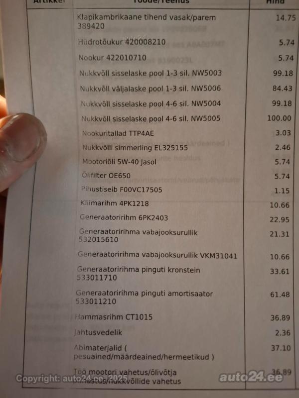 Серый Ауди А4 2003 в Выру, объемом двигателя 2.50 л и пробегом 504 тыс. км за 2200 €, фото 5 на AUTOMOTO.COM.LV