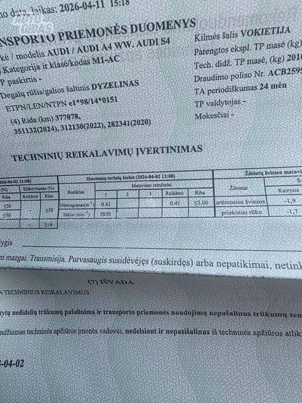 Pelēks Audi A4 2003 Ariogala, ar dzinēja tilpumu 1.90 L un nobraukumu 377 tūkst. km par 1699 €, foto 10 vietnē AUTOMOTO.COM.LV