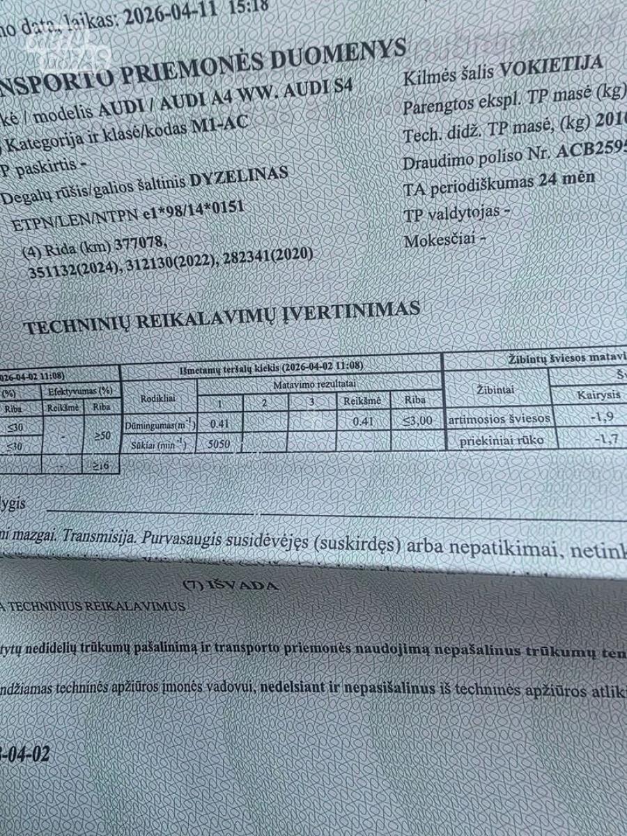 Pelēks Audi A4 2003 Ariogala, ar dzinēja tilpumu 1.90 L un nobraukumu 377 tūkst. km par 1699 €, foto 11 vietnē AUTOMOTO.COM.LV