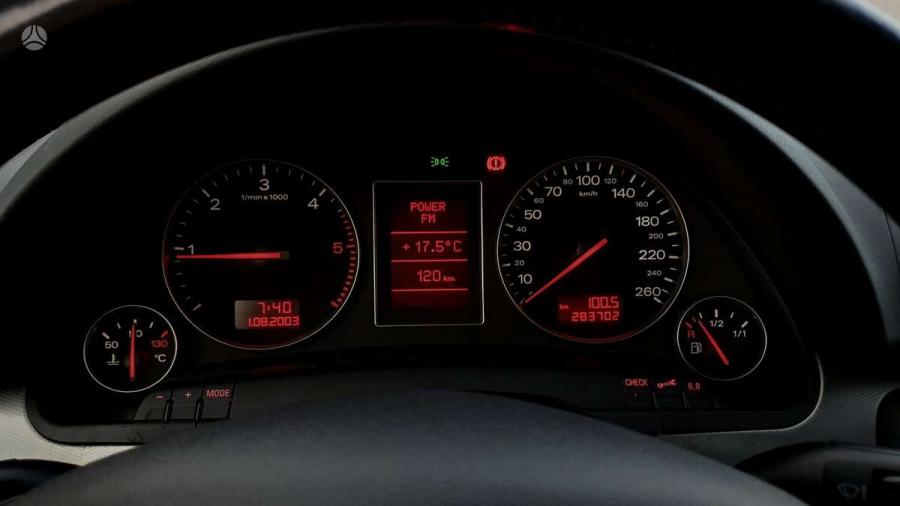 Grey Audi A4 2003 in Vilnius, with an engine capacity of 1.90 L and mileage of 284 thousand km for 1950 €, photo 21 on AUTOMOTO.COM.LV