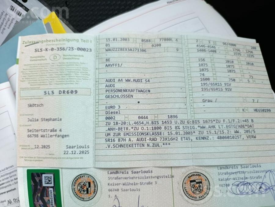 Серый Ауди А4 2003 в Резекне, объемом двигателя 1.90 л и пробегом 325 тыс. км за 2950 €, фото 22 на AUTOMOTO.COM.LV