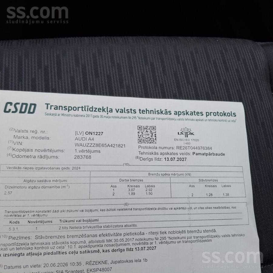 Pelēks Audi A4 2004 Rēzekne, ar dzinēja tilpumu 2.50 L un nobraukumu 284 tūkst. km par 2700 €, foto 12 vietnē AUTOMOTO.COM.LV