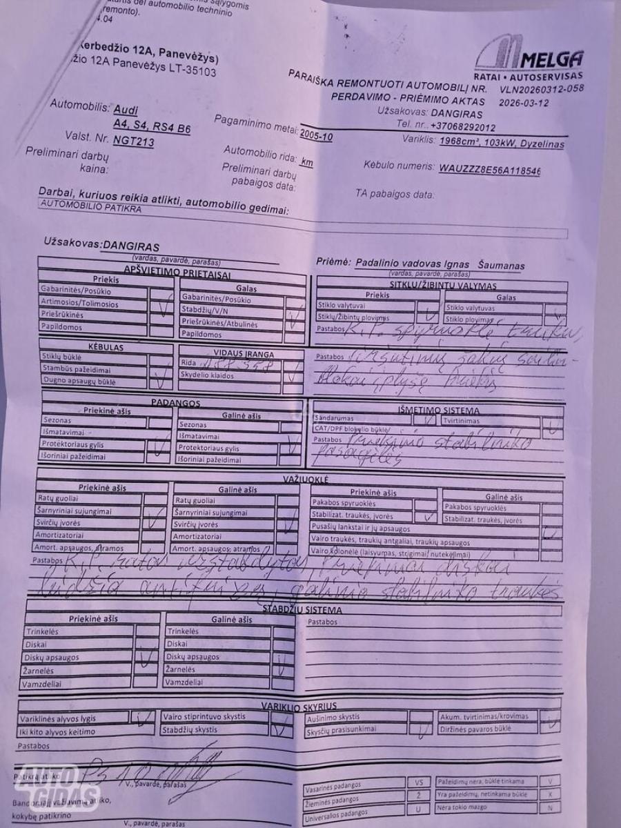 Grey Audi A4 2005 in Panevezys, with an engine capacity of 2.00 L and mileage of 288 thousand km for 3200 €, photo 24 on AUTOMOTO.COM.LV