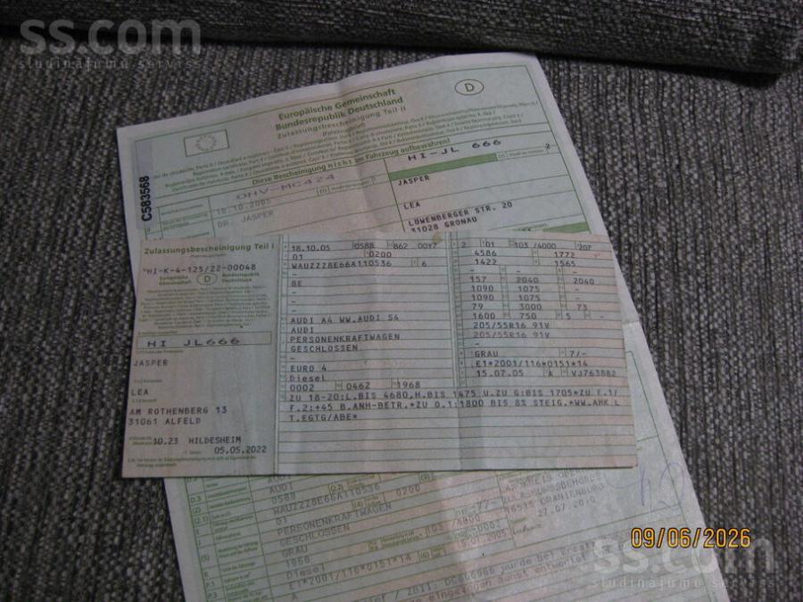 Серый Ауди А4 2005 в Екабпилс, объемом двигателя 2.00 л и пробегом 280 тыс. км за 3999 €, фото 24 на AUTOMOTO.COM.LV