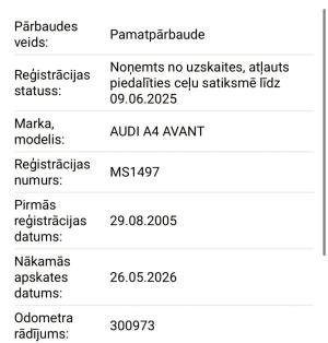 Grey Audi A4 2005 in Riga, with an engine capacity of 3.00 L and mileage of 301 thousand km for 2990 €, photo 30 on AUTOMOTO.COM.LV