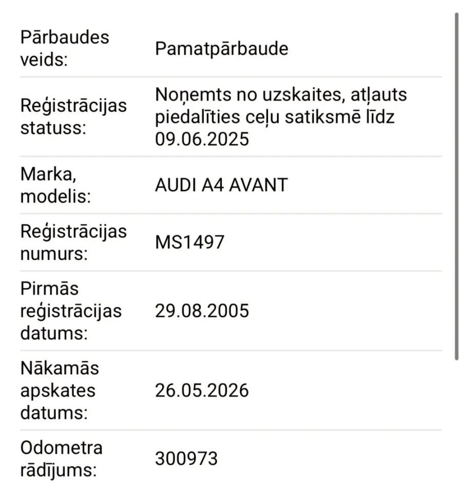 Grey Audi A4 2005 in Riga, with an engine capacity of 3.00 L and mileage of 301 thousand km for 2990 €, photo 30 on AUTOMOTO.COM.LV