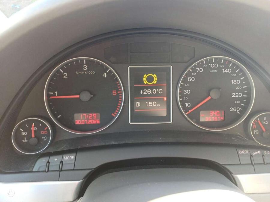 Grey Audi A4 2006 in Vilnius, with an engine capacity of 1.99 L and mileage of 358 thousand km for 1350 €, photo 21 on AUTOMOTO.COM.LV