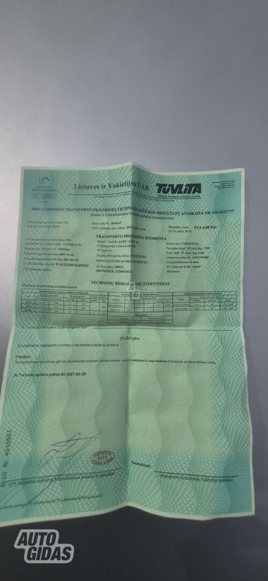 Серый Ауди А4 2007 в Вильнюс, объемом двигателя 2.70 л и пробегом 394 тыс. км за 1950 €, фото 14 на AUTOMOTO.COM.LV