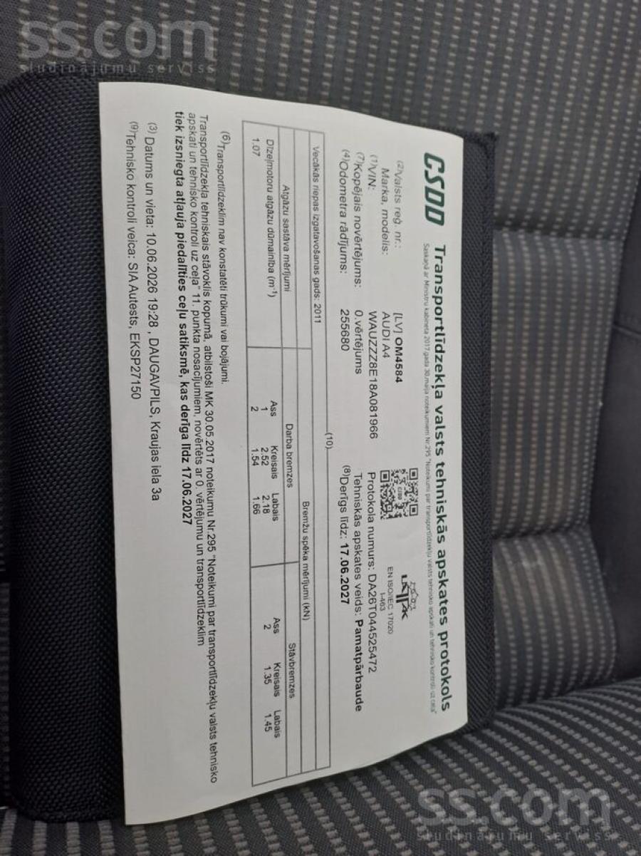 Pelēks Audi A4 2008 Daugavpils, ar dzinēja tilpumu 2.00 L un nobraukumu 256 tūkst. km par 4450 €, foto 23 vietnē AUTOMOTO.COM.LV