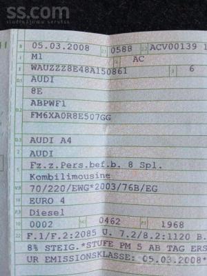 Pelēks Audi A4 2008 Ludza, ar dzinēja tilpumu 2.00 L un nobraukumu 275 tūkst. km par 4190 €, foto 19 vietnē AUTOMOTO.COM.LV