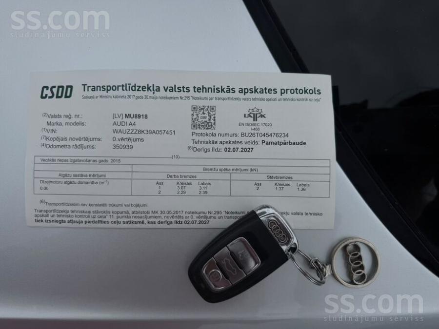 Grey Audi A4 2008 in Bauska, with an engine capacity of 2.00 L and mileage of 351 thousand km for 4000 €, photo 15 on AUTOMOTO.COM.LV