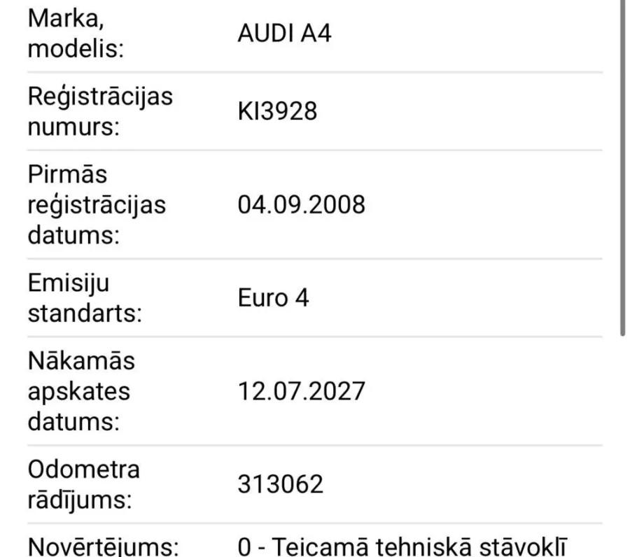 Pelēks Audi A4 2008 Rīga, ar dzinēja tilpumu 2.00 L un nobraukumu 313 tūkst. km par 4290 €, foto 24 vietnē AUTOMOTO.COM.LV