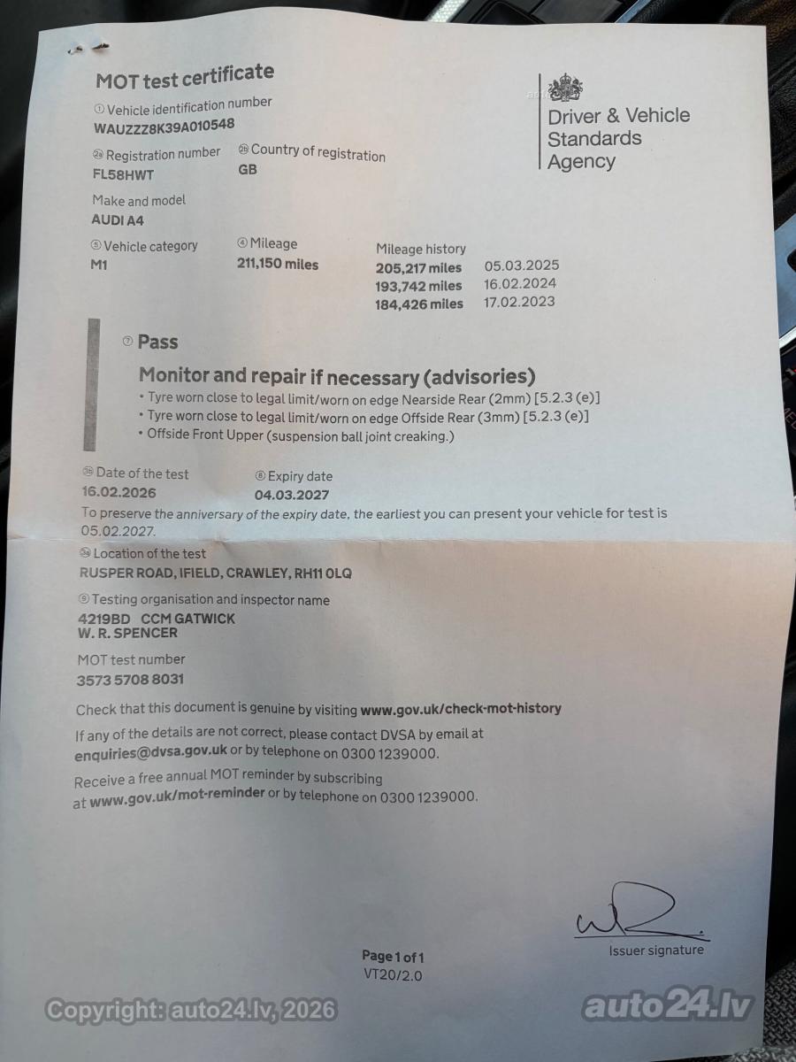 Серый Ауди А4 2008 в Таллин, объемом двигателя 2.00 л и пробегом 345 тыс. км за 2700 €, фото 12 на AUTOMOTO.COM.LV