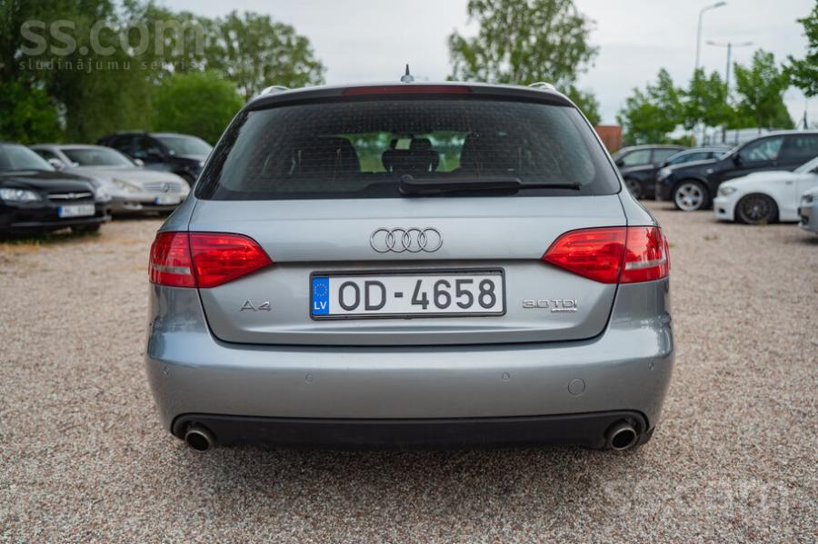 Grey Audi A4 2009 in Liepaja, with an engine capacity of 3.00 L and mileage of 302 thousand km for 4300 €, photo 8 on AUTOMOTO.COM.LV