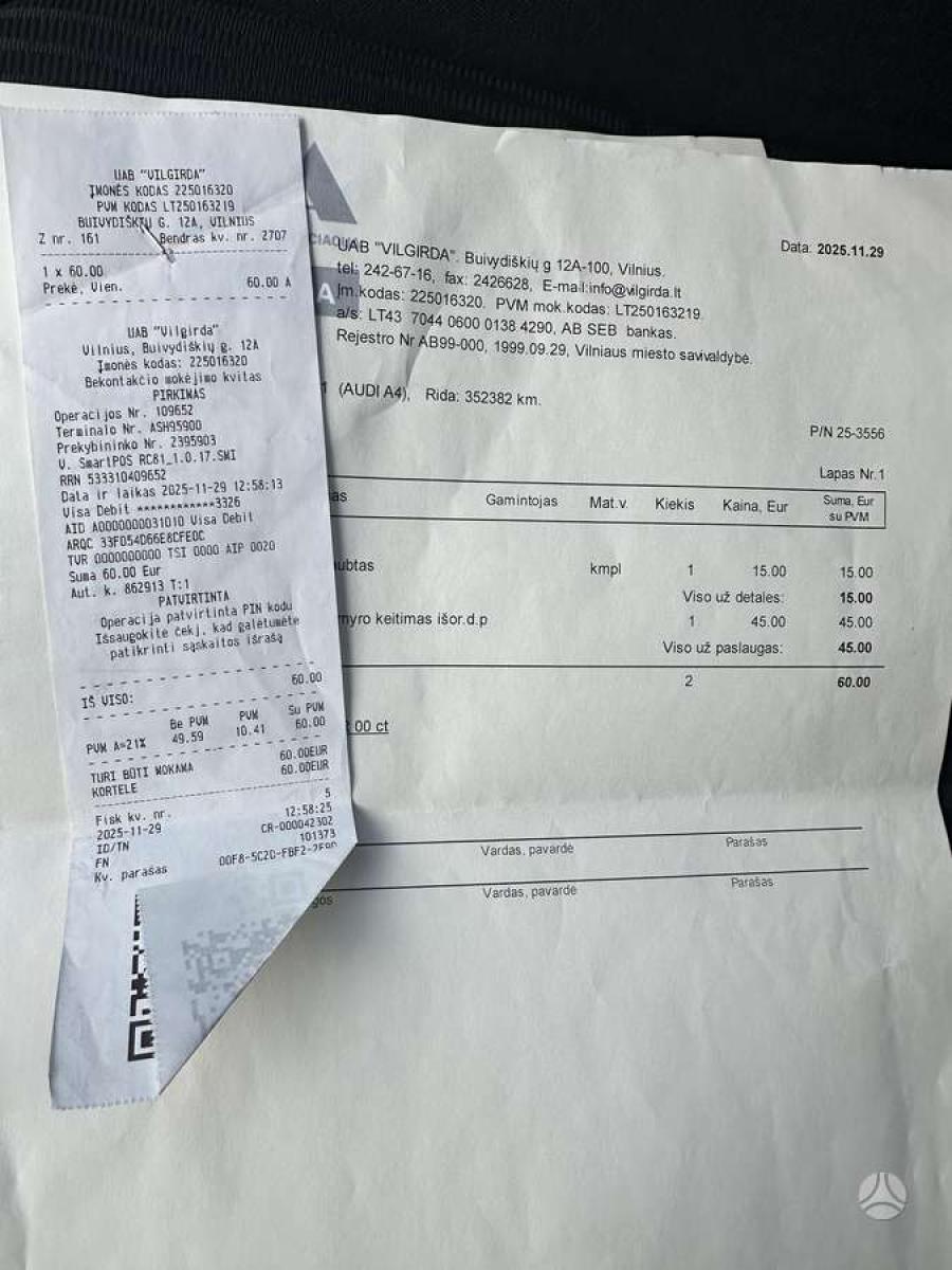 Серый Ауди А4 2009 в Вильнюс, объемом двигателя 1.80 л и пробегом 350 тыс. км за 2600 €, фото 16 на AUTOMOTO.COM.LV