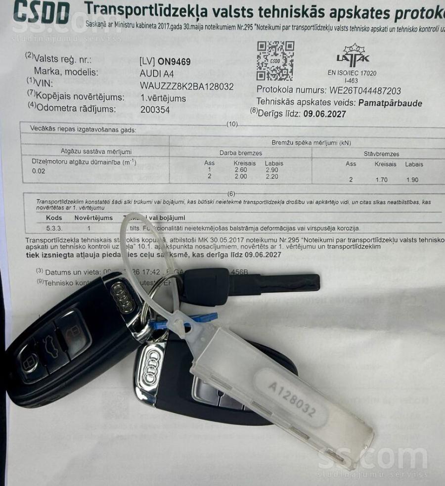 Grey Audi A4 2011 in Riga, with an engine capacity of 2.00 L and mileage of 0 thousand km for 7550 €, photo 29 on AUTOMOTO.COM.LV