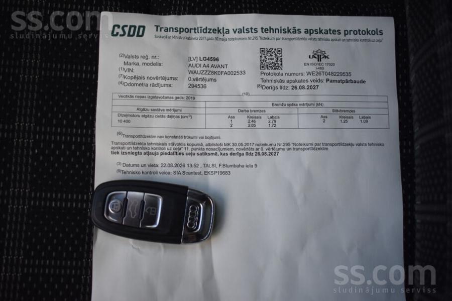 Pelēks Audi A4 2014 Talsi, ar dzinēja tilpumu 2.00 L un nobraukumu 294 tūkst. km par 7200 €, foto 22 vietnē AUTOMOTO.COM.LV