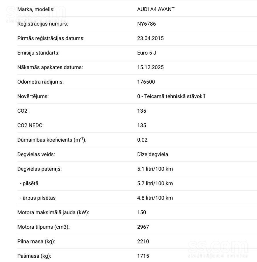 Серый Ауди А4 2015 в Рига, объемом двигателя 3.00 л и пробегом 0 тыс. км за 1000 €, фото 30 на AUTOMOTO.COM.LV