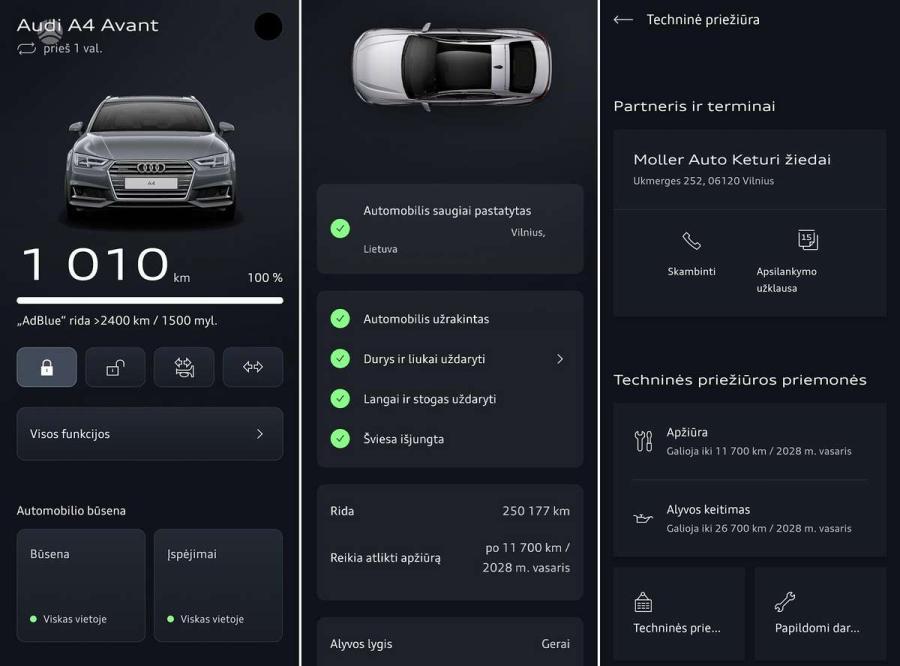 Grey Audi A4 2017 in Vilnius, with an engine capacity of 2.97 L and mileage of 250 thousand km for 12800 €, photo 17 on AUTOMOTO.COM.LV