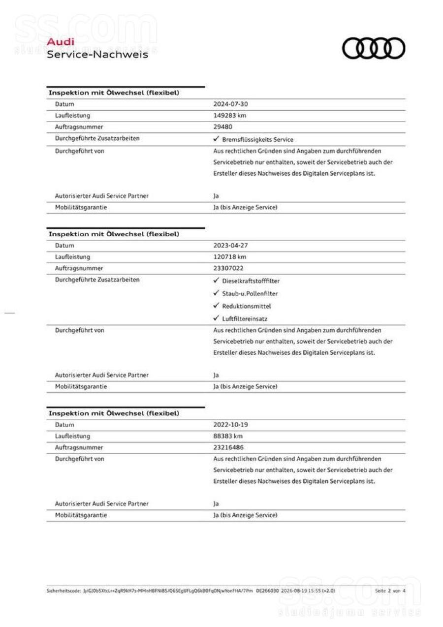 Серый Ауди А4 2020 в Тукумс, объемом двигателя 3.00 л и пробегом 206 тыс. км за 21990 €, фото 9 на AUTOMOTO.COM.LV
